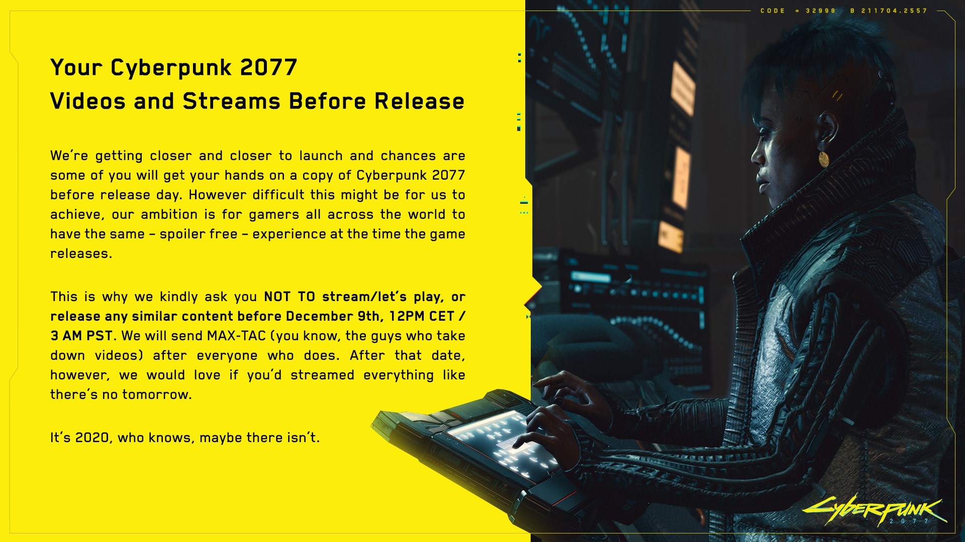 Cyberpunk 2077 trends on Twitter with 32K tweets week before release